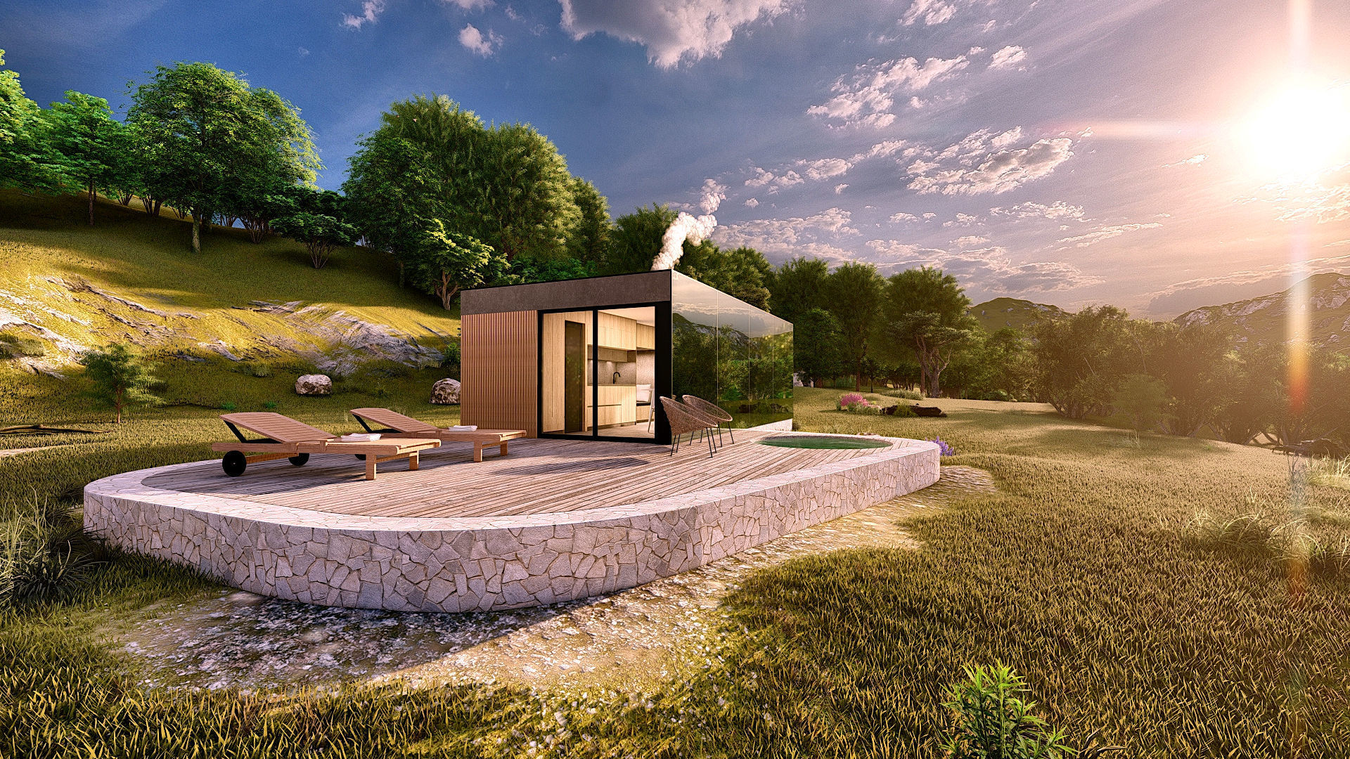 3D model modern mobile home tiny house vacation house on 40m2 Alekseja ...