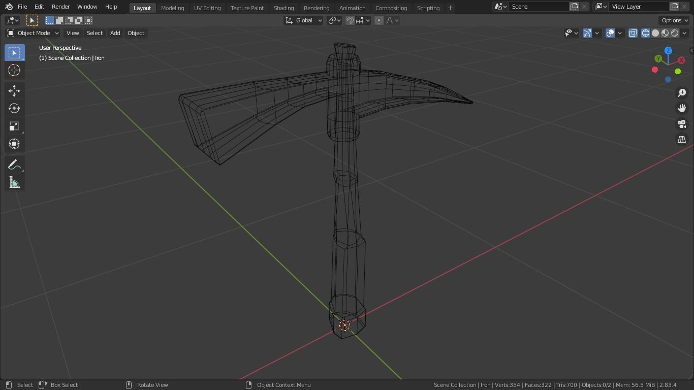 3D model Pickaxe - low-poly hand-painted 3D model VR / AR / low-poly ...