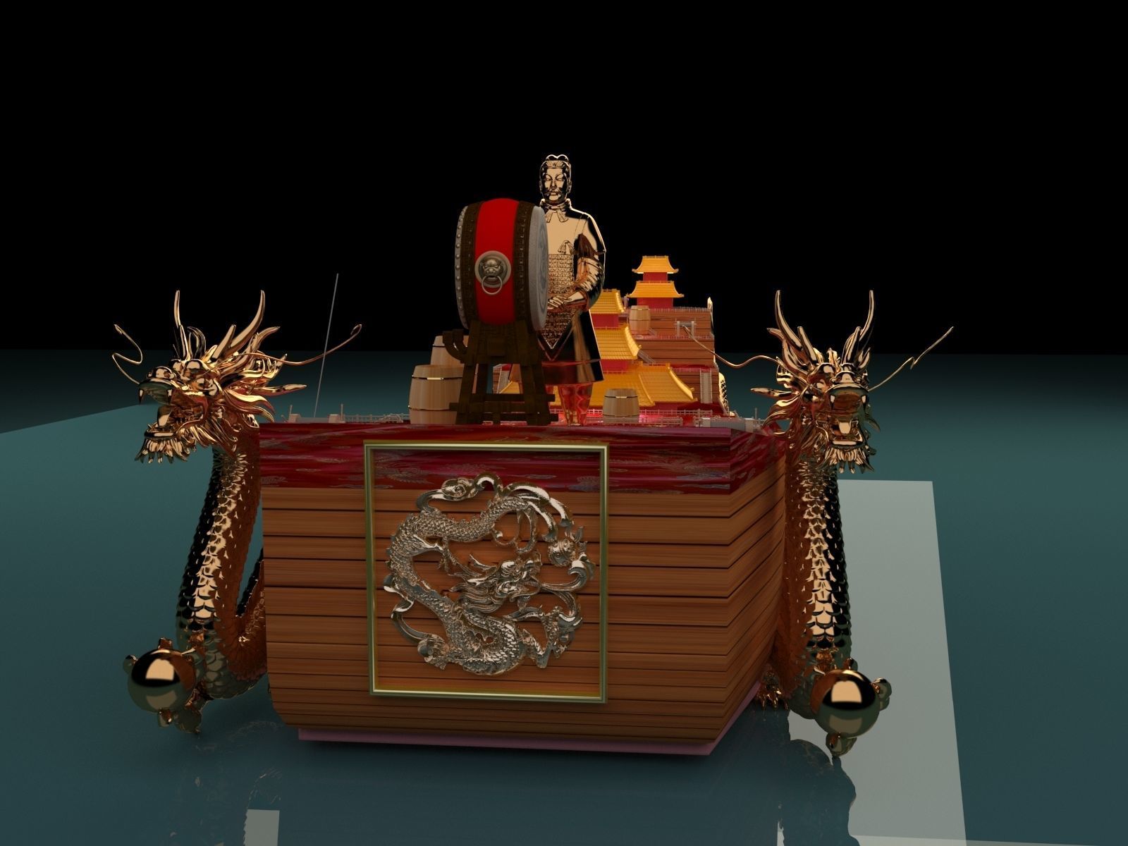 chinese junk ship warship oldship pirates fleet sails 3D model | CGTrader
