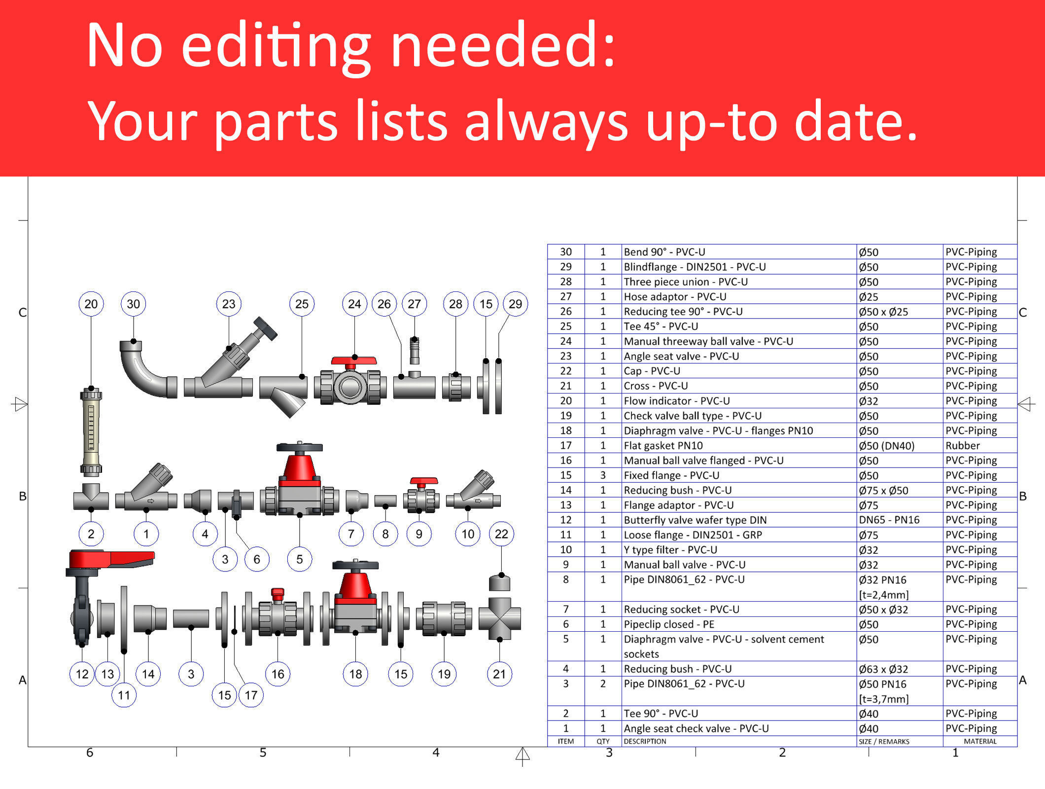 Autodesk Inventor CAD library - Piping No 3 3D model | CGTrader