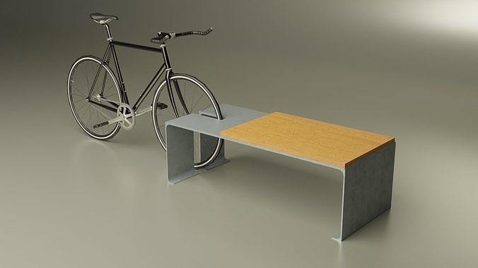 3D model Street Bench with Bicycle VR / AR / low-poly | CGTrader