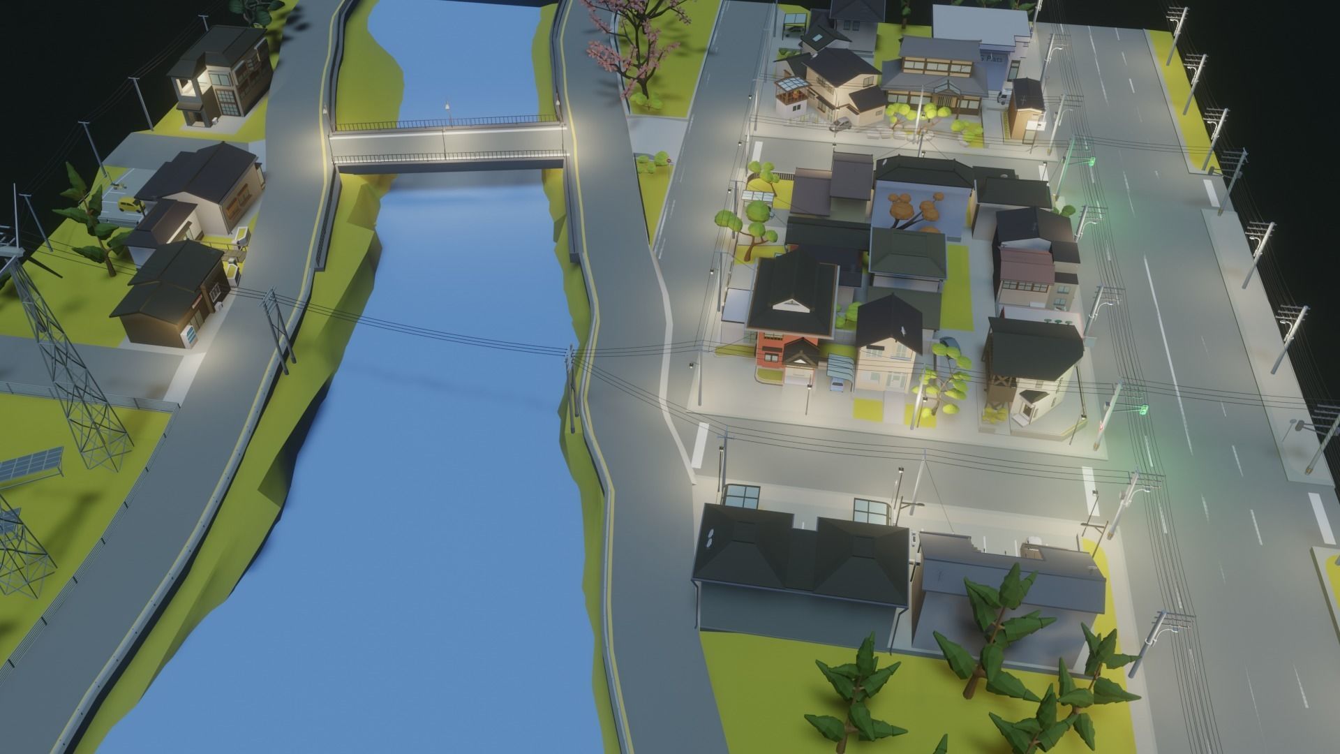 3D model Low poly japanese town VR / AR / low-poly | CGTrader