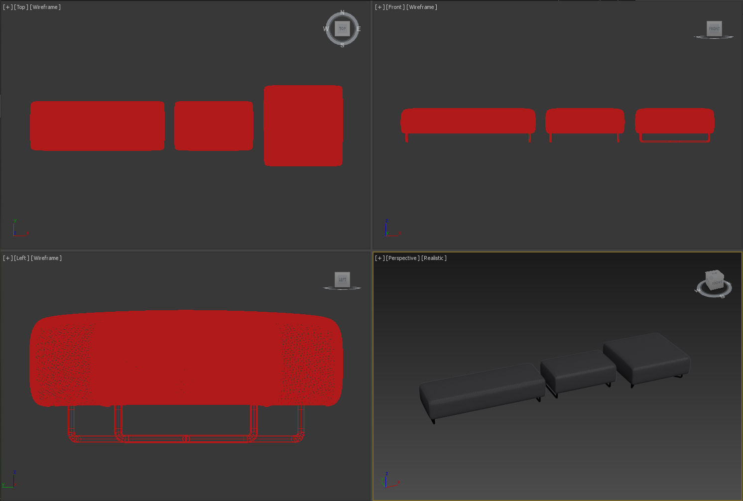 Minotti Sunray Luke Benches 3D model | CGTrader
