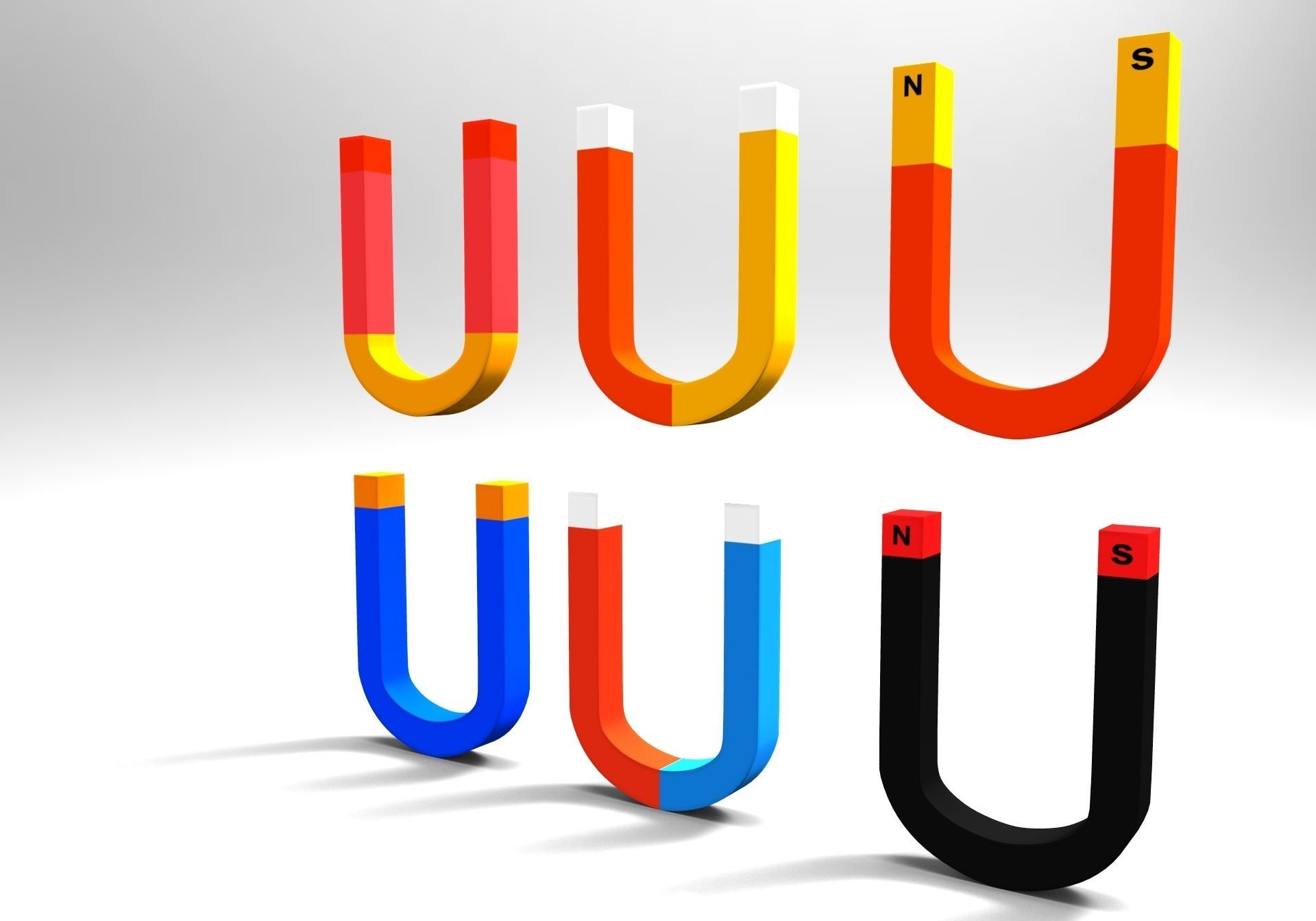 3D model Magnet low poly magnets in shape of u VR / AR / low-poly ...