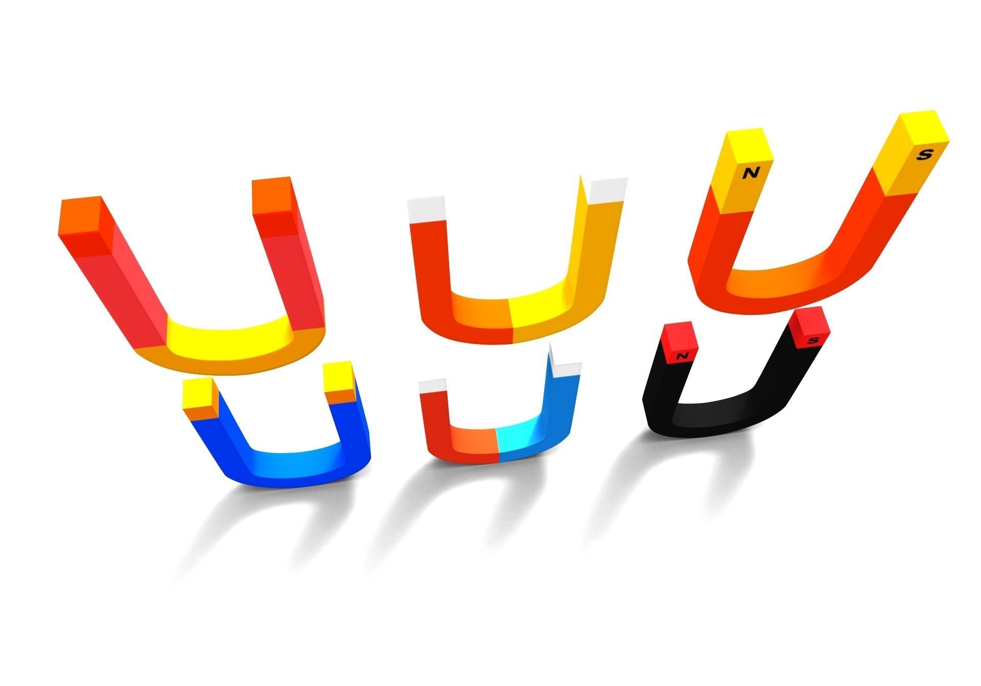 3D model Magnet low poly magnets in shape of u VR / AR / low-poly ...