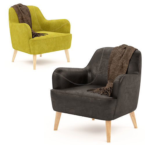 Lysandre Armchair with throw blanket 3D model | CGTrader