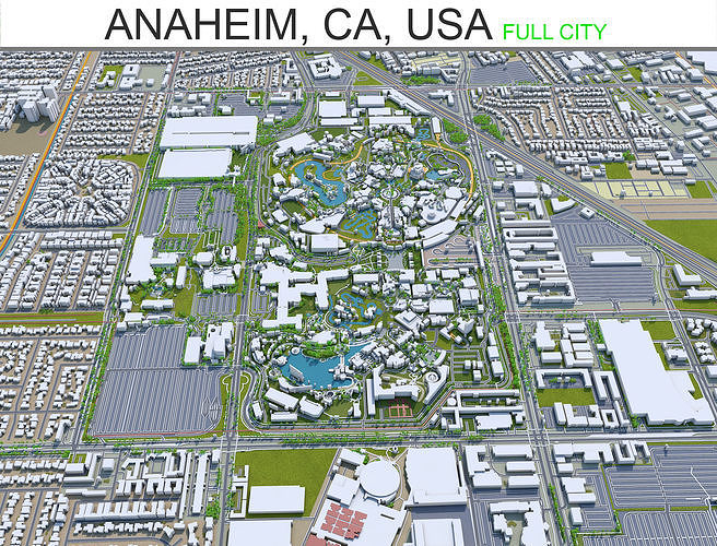 3D model Anaheim California USA 40km VR / AR / low-poly | CGTrader