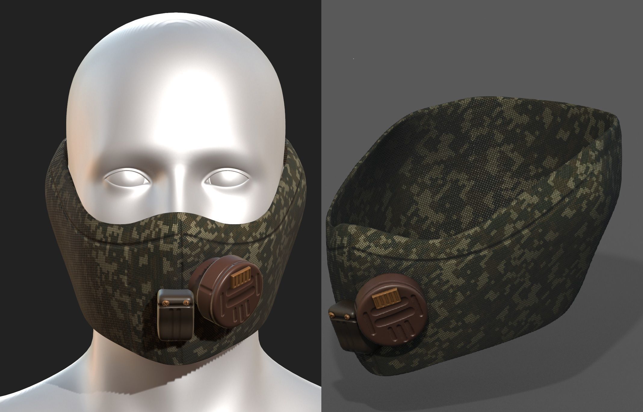 3D model gas mask sci fi millitary combat low poly VR / AR / low-poly ...