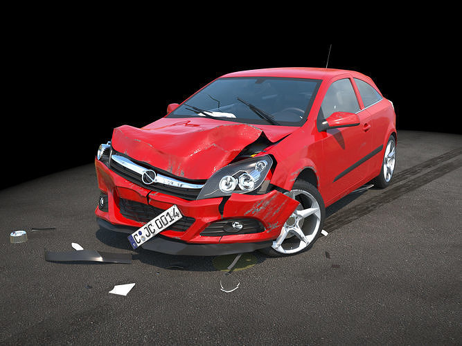 3D Model Crashed Wrecked Car 2 VR AR Low poly CGTrader