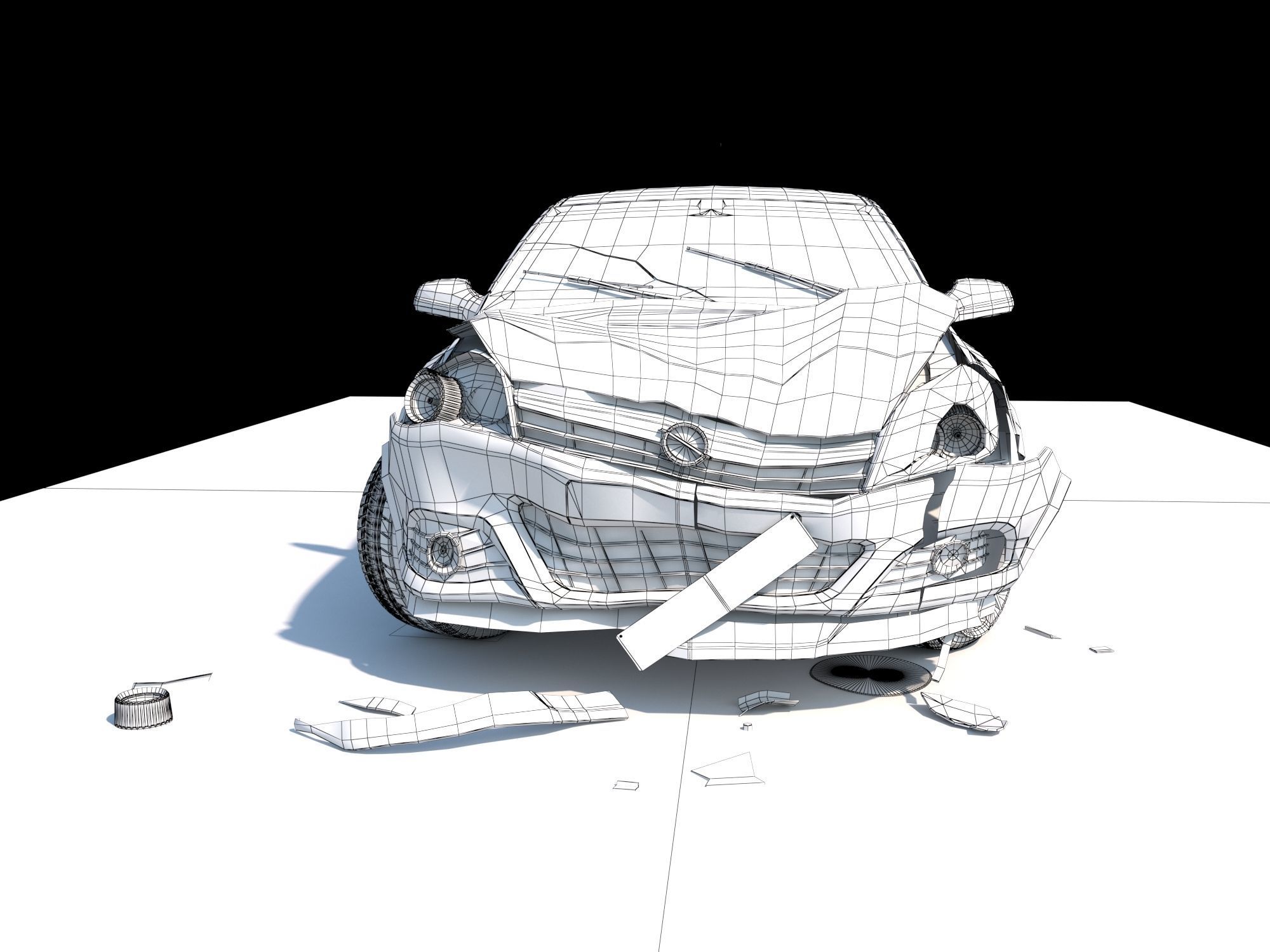 3D model Crashed Wrecked Car 2 VR / AR / low-poly | CGTrader