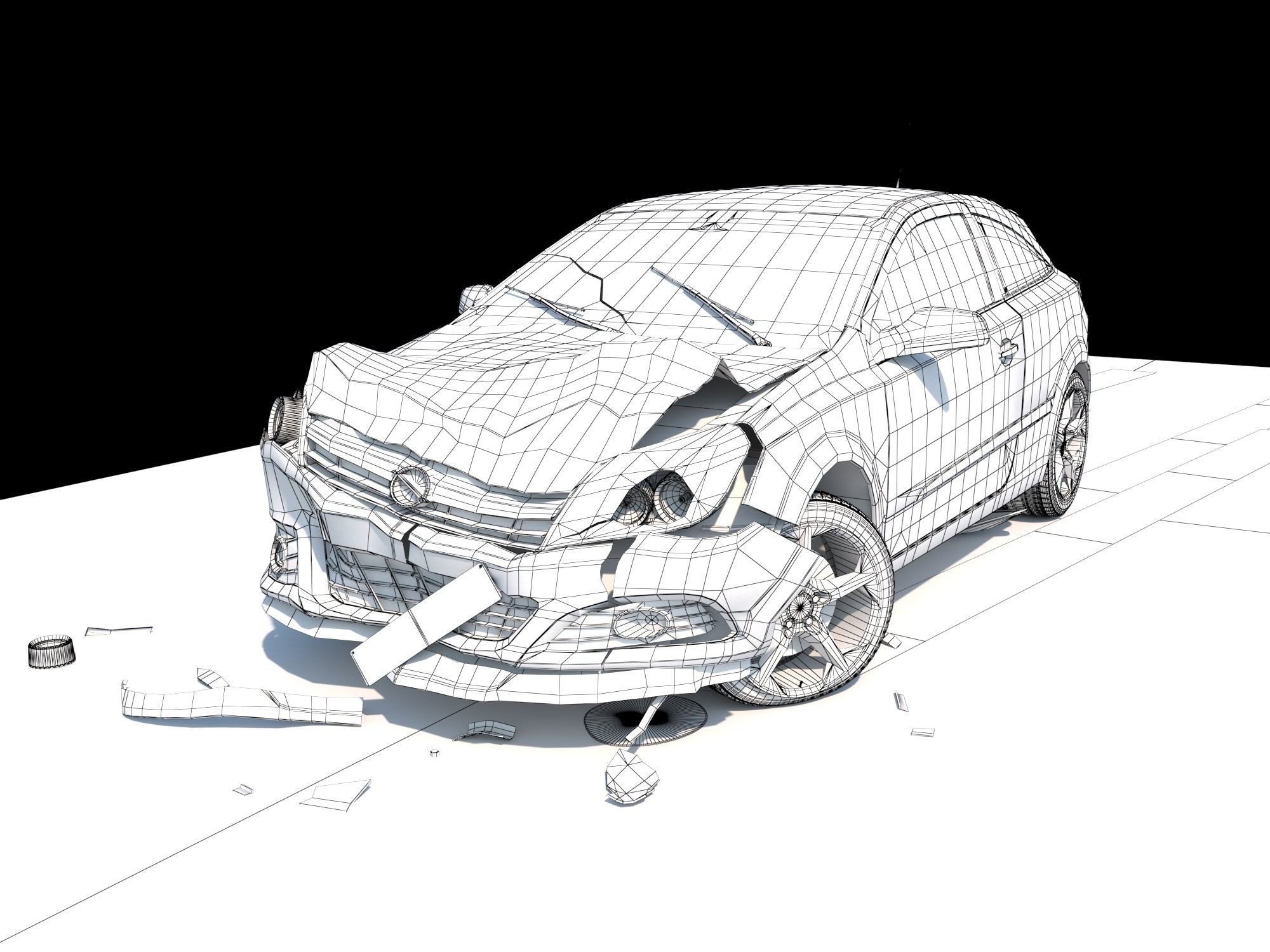3D model Crashed Wrecked Car 2 VR / AR / low-poly | CGTrader