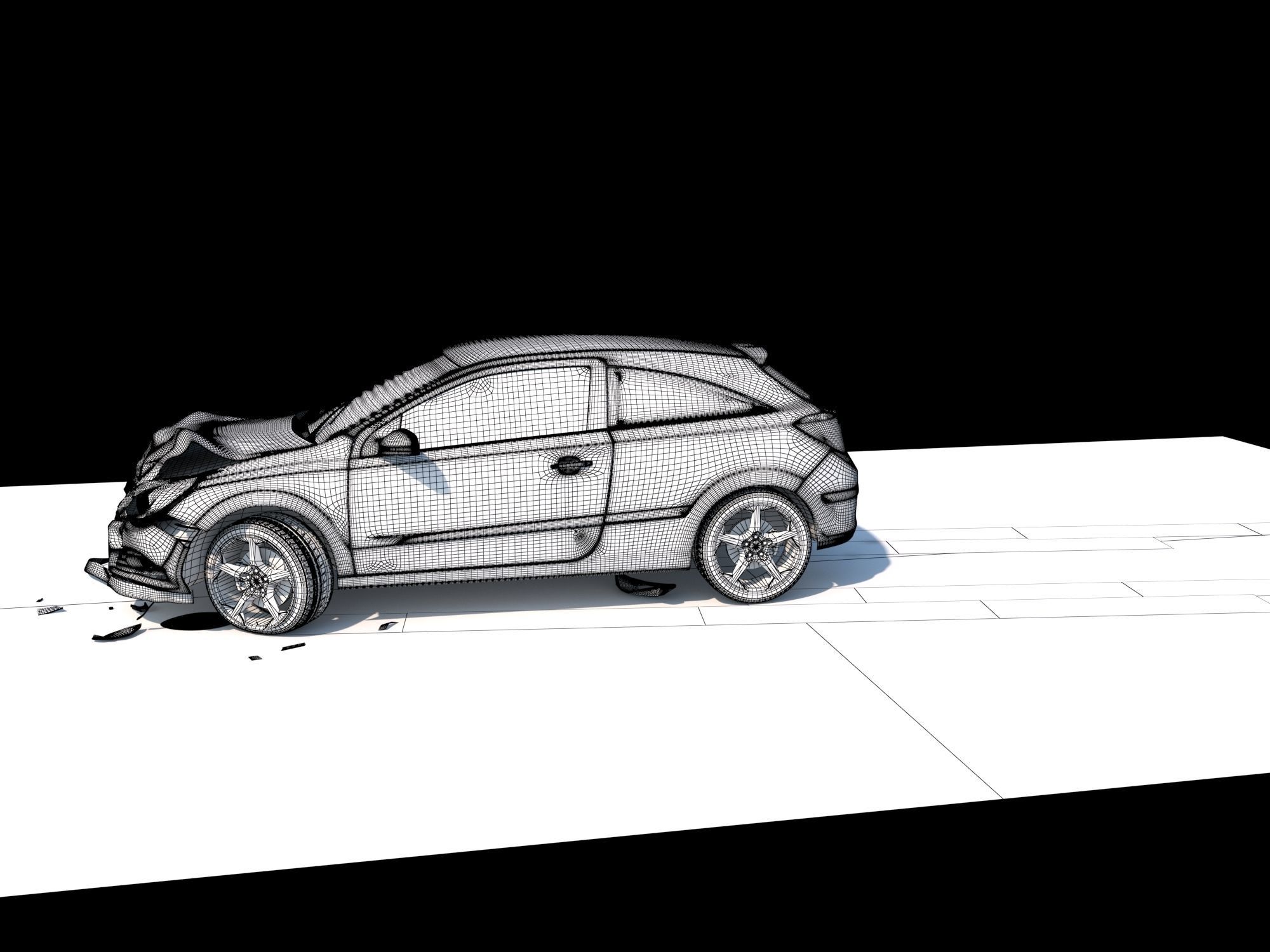 3D model Crashed Wrecked Car 2 VR / AR / low-poly | CGTrader