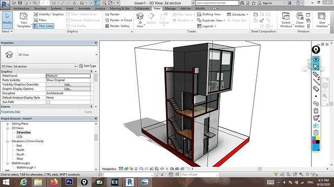 revit 4x4 residence by tadao ando 3D model | CGTrader