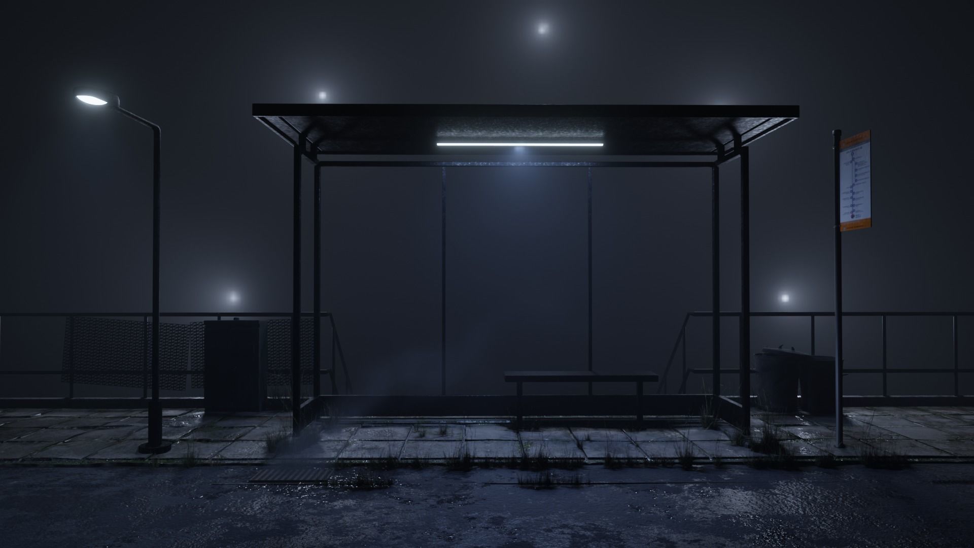 3D model atmospheric bus stop scene VR / AR / low-poly animated | CGTrader