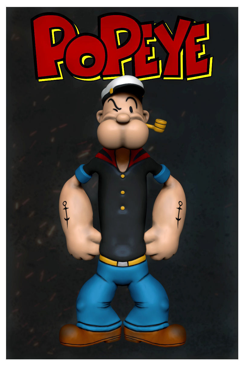 Popeye cartoon character 3D model 3D printable | CGTrader