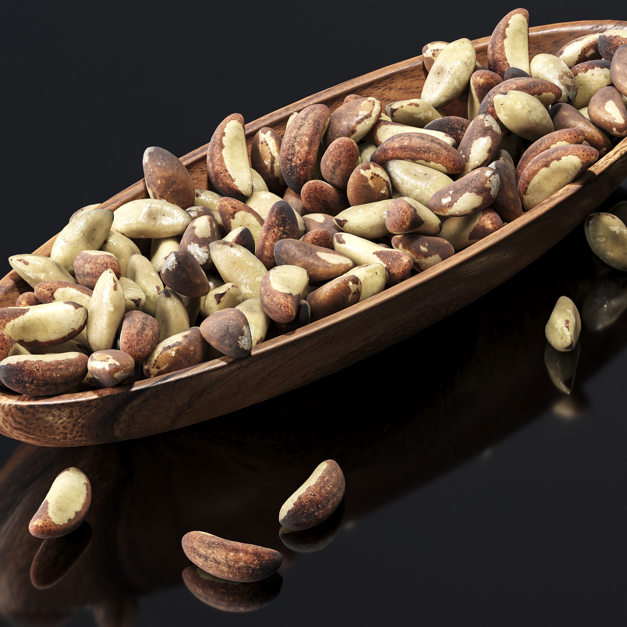3D model Brazil nuts in a wooden nut bowl VR / AR / low-poly | CGTrader