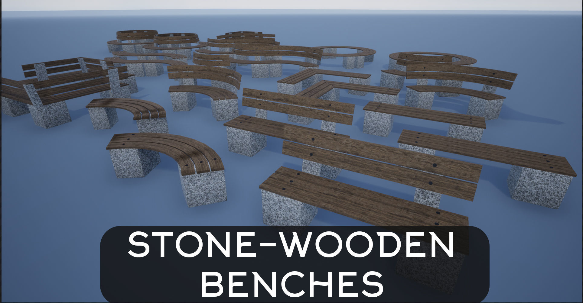 3D model Stone-Wooden Bench Collection VR / AR / low-poly | CGTrader