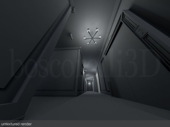Fancy Hotel Corridor Ready to Render 3D Model 3DS FBX C4D DAE ...