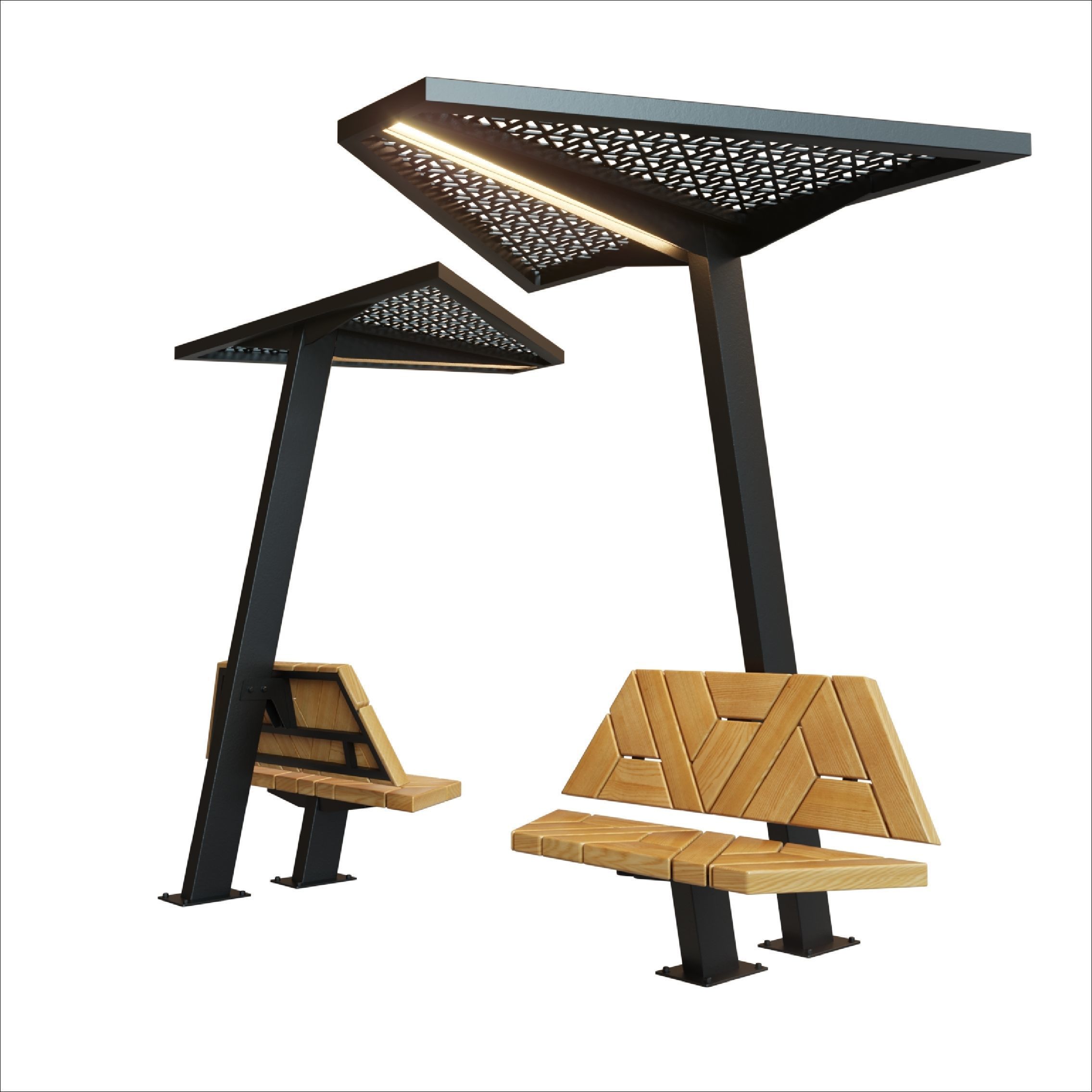 Bench with canopy 3D model | CGTrader