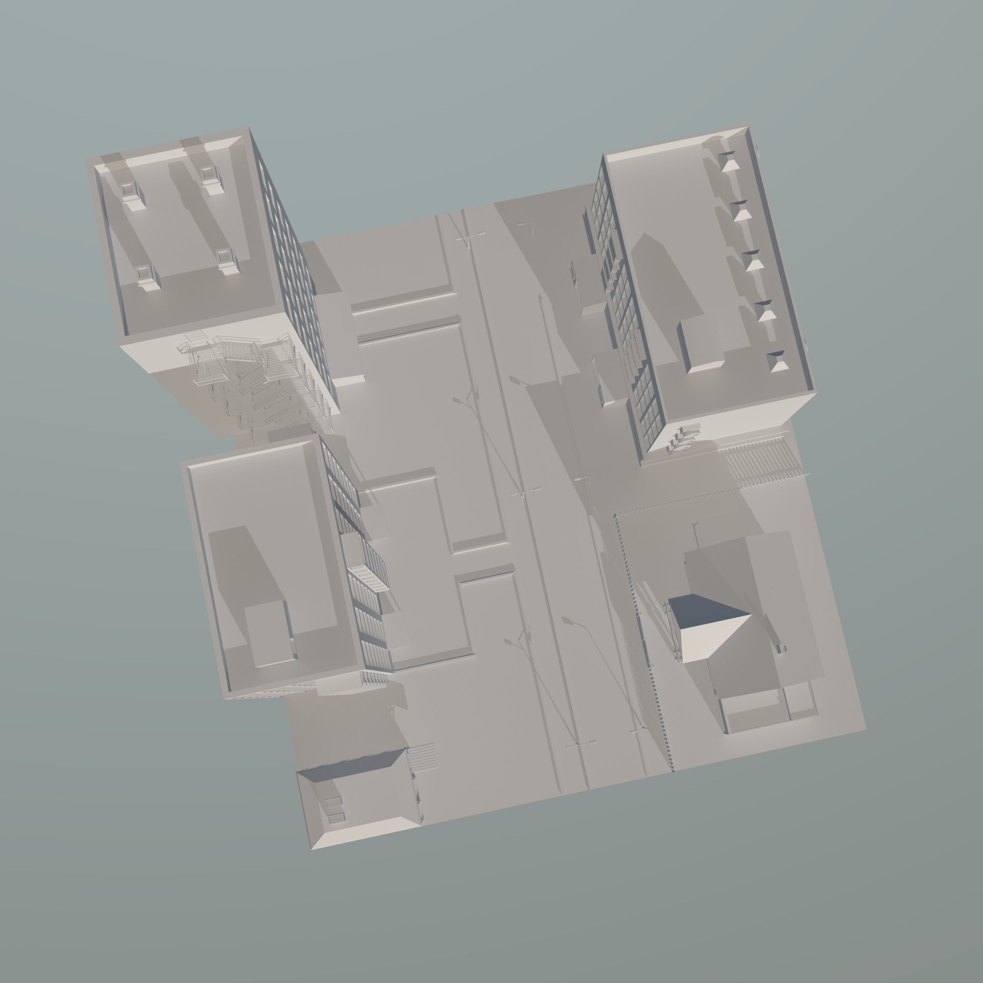 3D model small city block VR / AR / low-poly | CGTrader