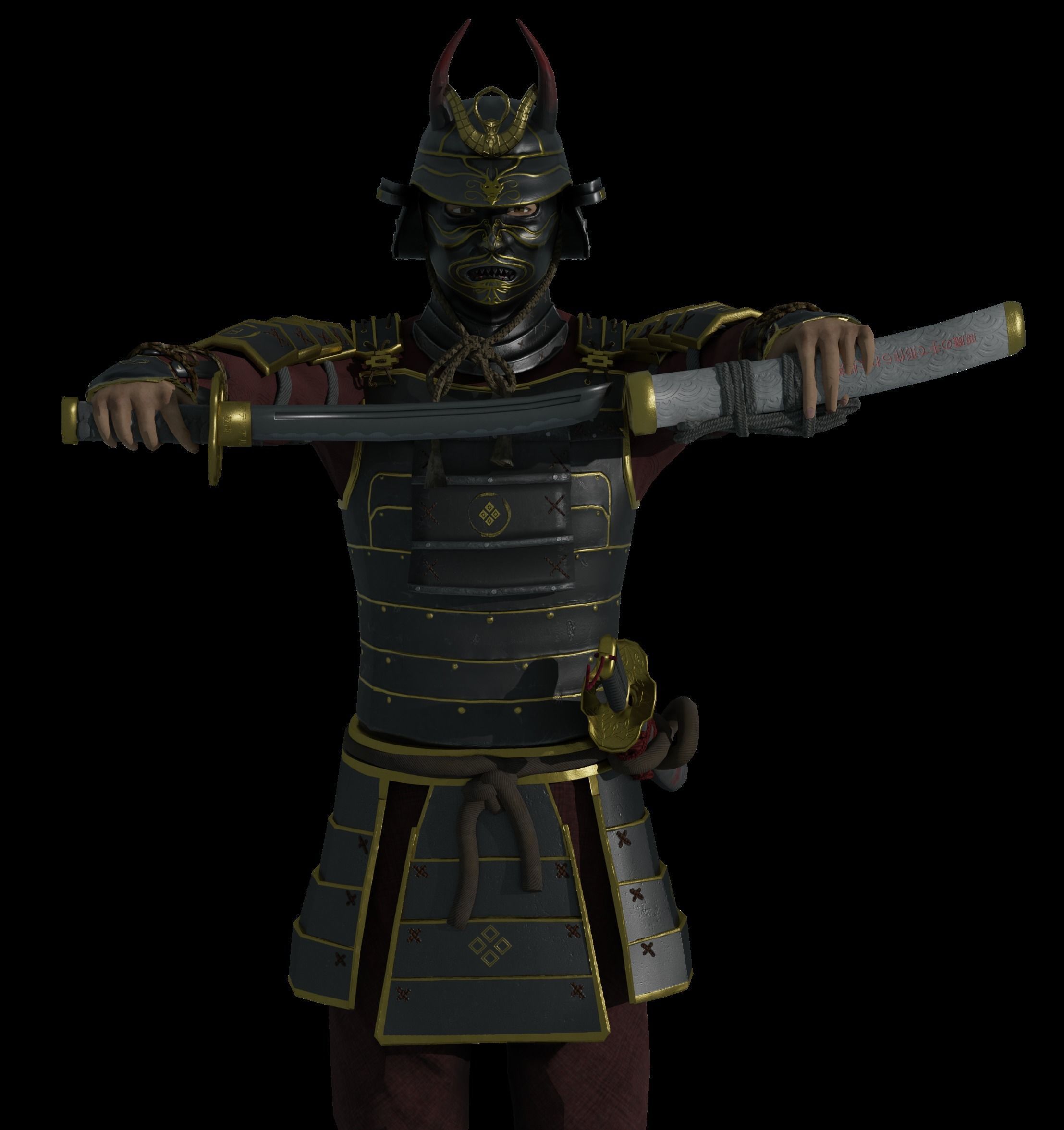 Samurai free VR / AR / low-poly 3D model animated rigged | CGTrader
