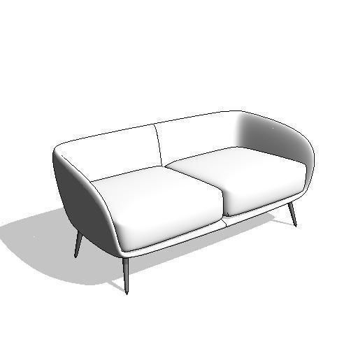 Clean Curved Revit Solid Sofa 3D model | CGTrader