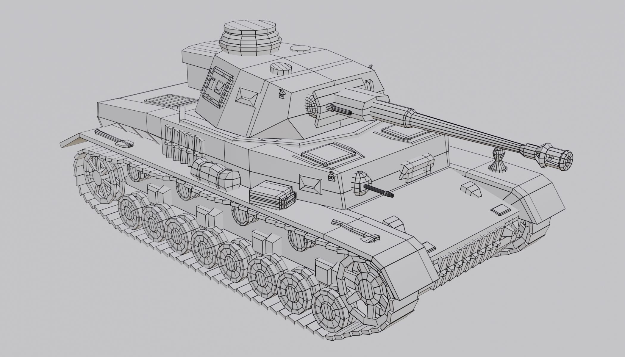 3D model Panzer IV German WW2 tank low poly PBR VR / AR / low-poly ...