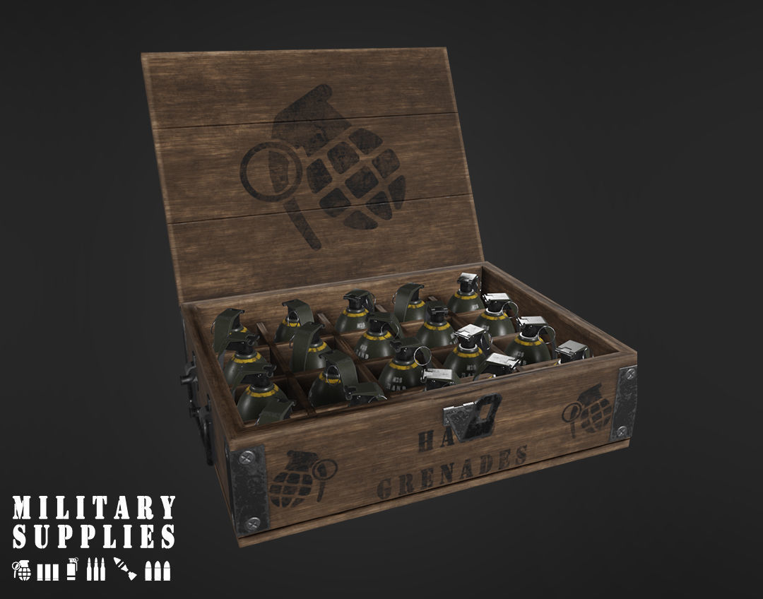 3D model Military Supplies Pack - Grenade Boxes VR / AR / low-poly ...