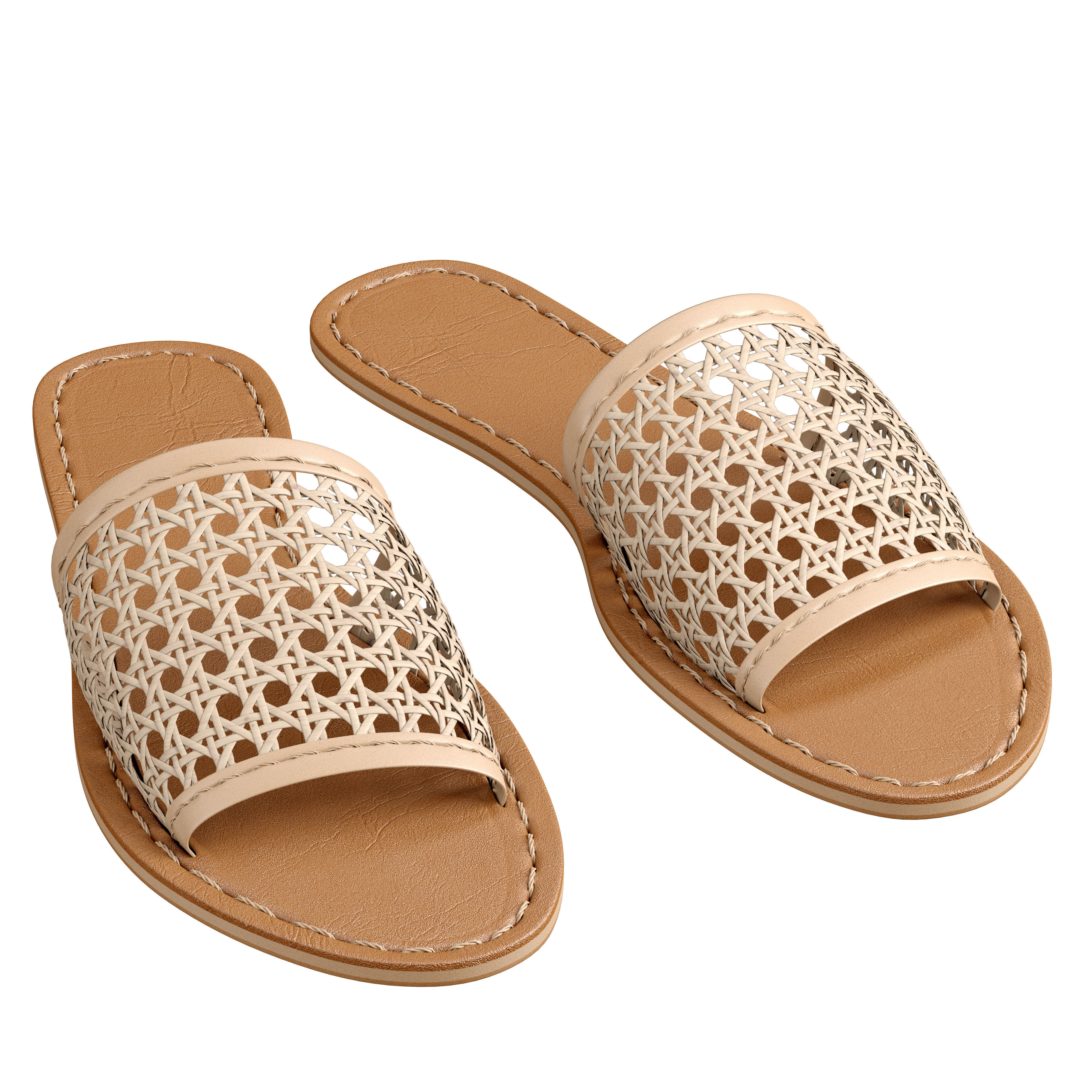 Vegan Woven Rattan Slides 3D model | CGTrader