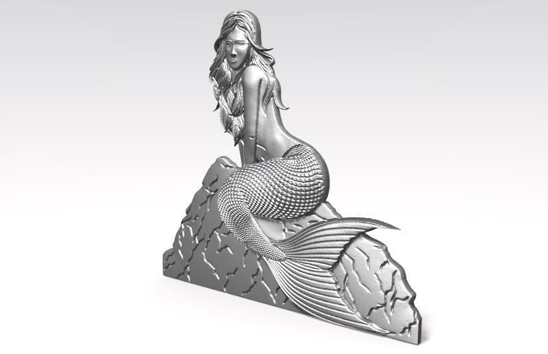 Mermaid 2 bas-relief CNC 3D model 3D printable | CGTrader