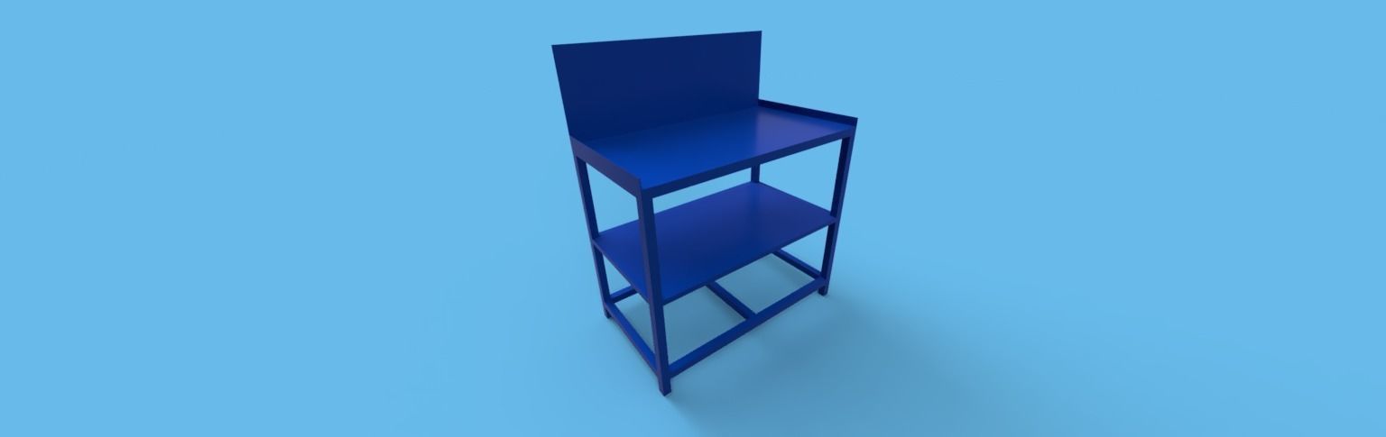 Industrial Steel Table Rack 3D model | CGTrader
