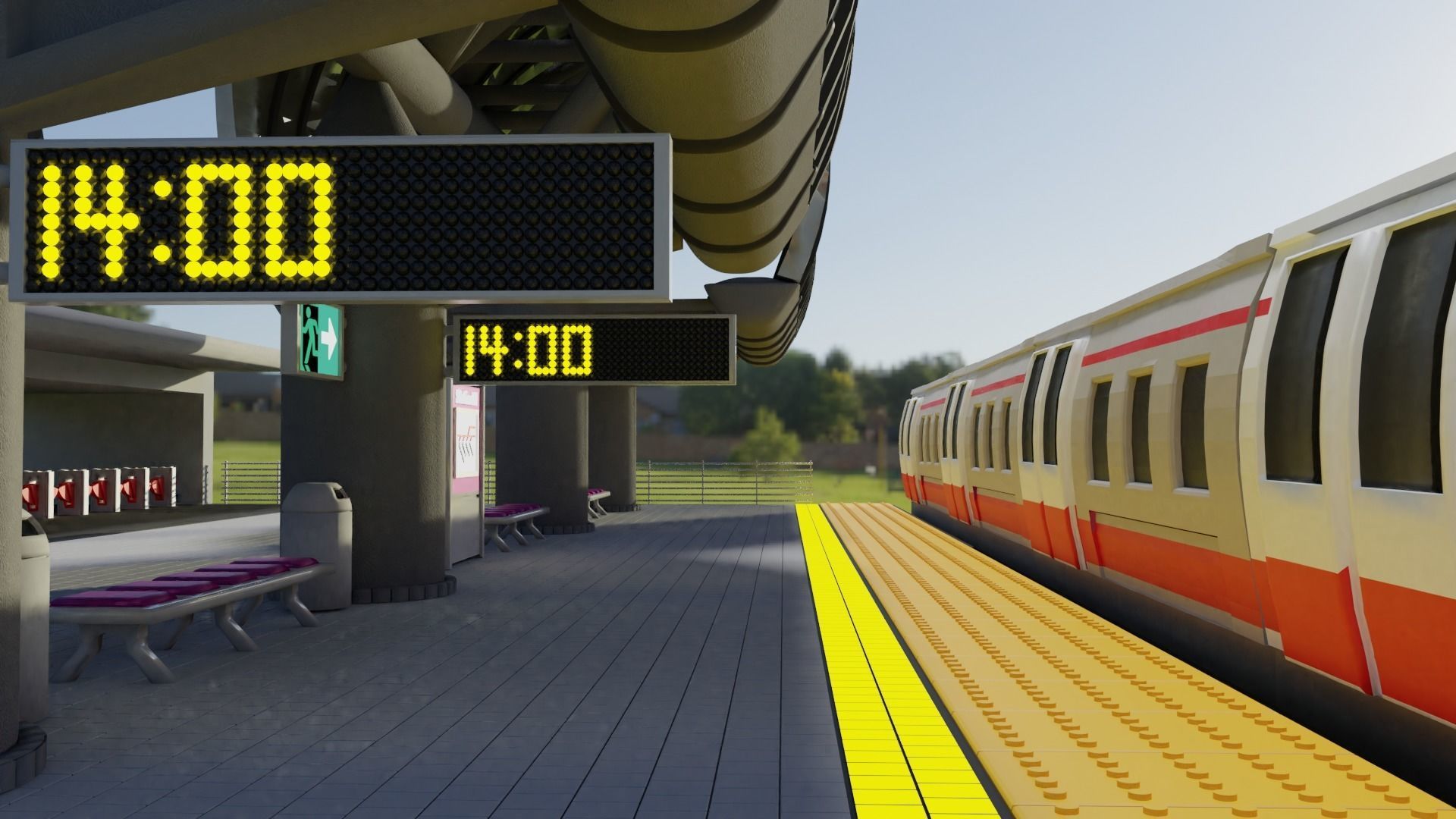 Low Poly Train Station with Train 3D model | CGTrader