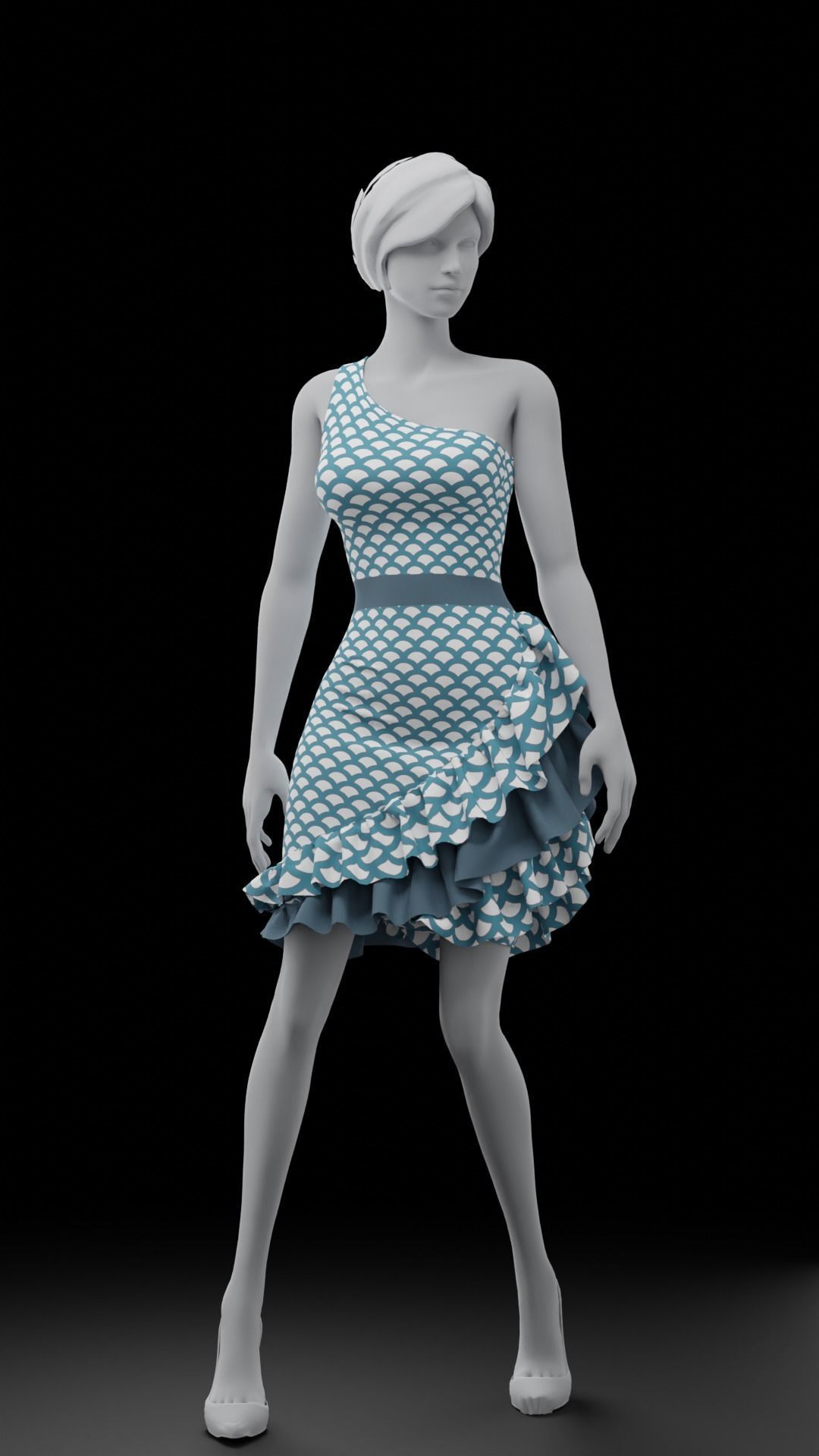 Short dress with pattern 3D model | CGTrader