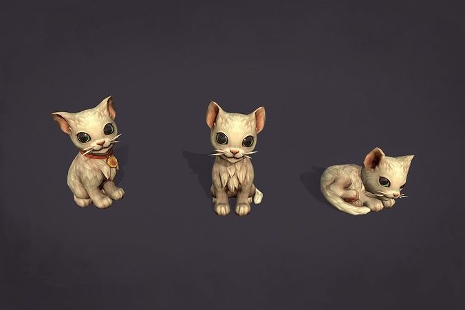 White cat 3D model | CGTrader