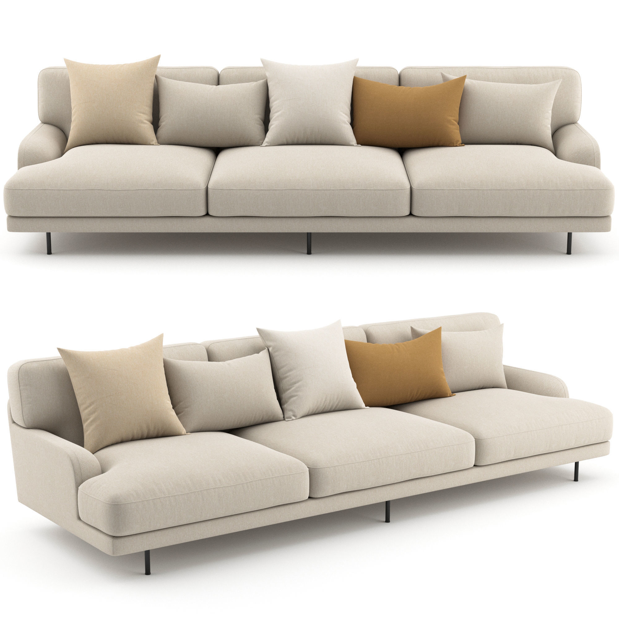 Flaneur Sofa - 3 Seater by GUBI 3D model | CGTrader