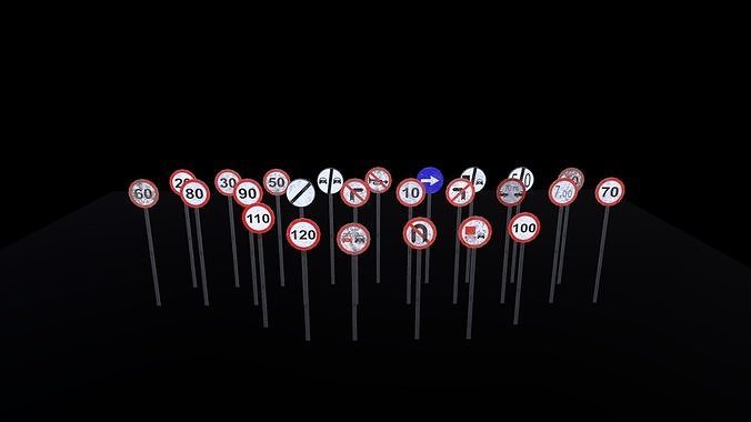3D model Traffic Sign Pack 001 25 Pieces VR / AR / low-poly | CGTrader