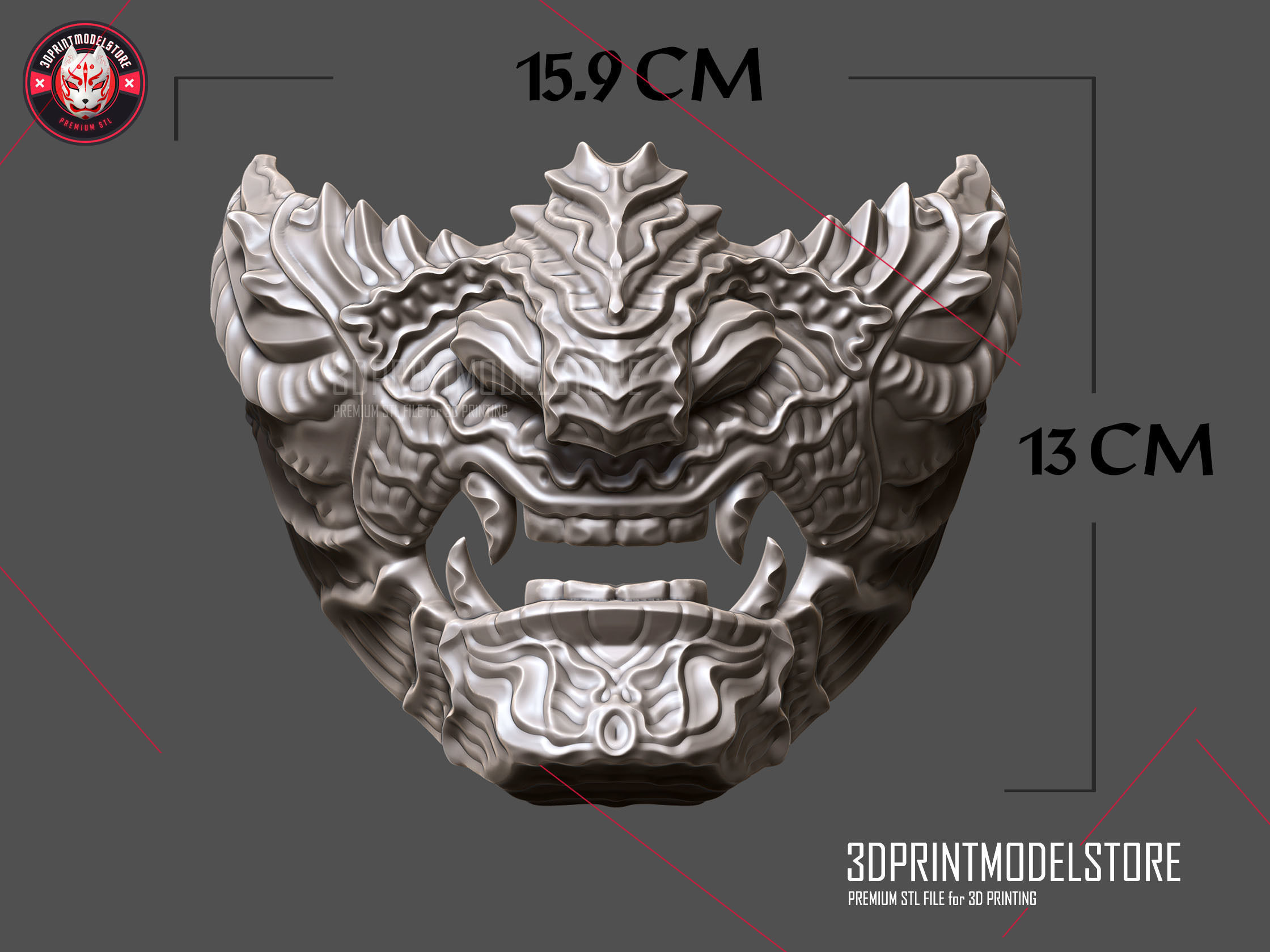 Oni Samurai Ghost Mask 3D model 3D printable | CGTrader