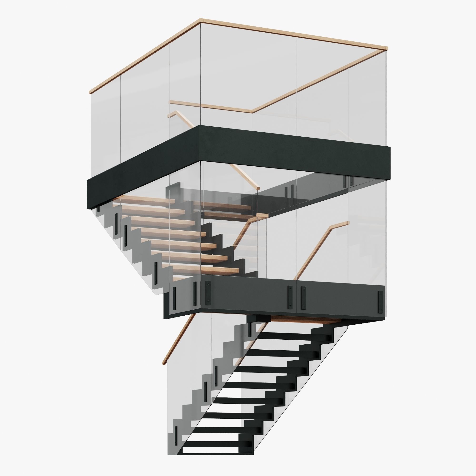 U-Type Stairs 3D model | CGTrader