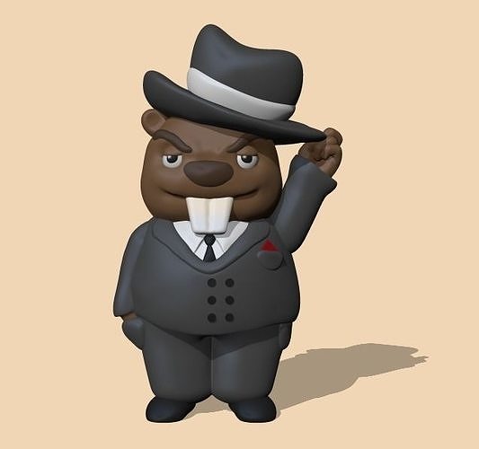 Cute Beaver gangster 3D model 3D printable | CGTrader