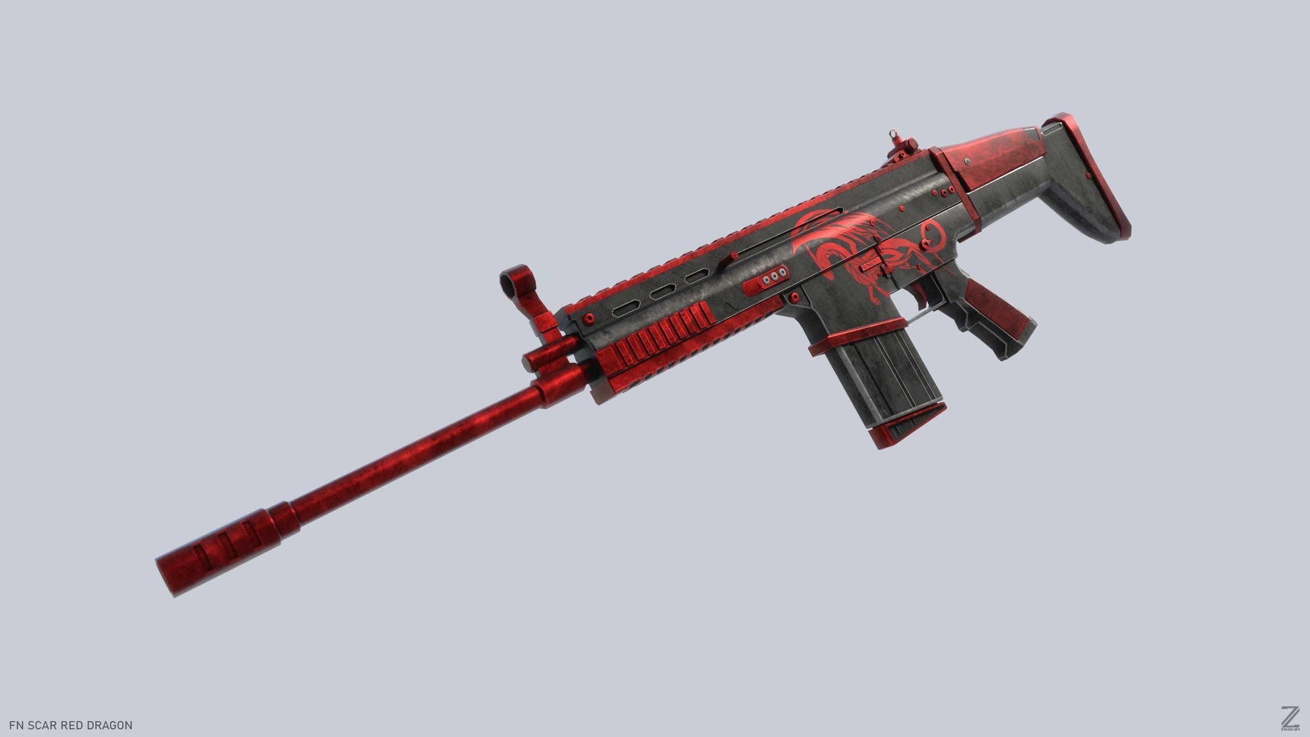3D model FN SCAR Red Dragon VR / AR / low-poly | CGTrader