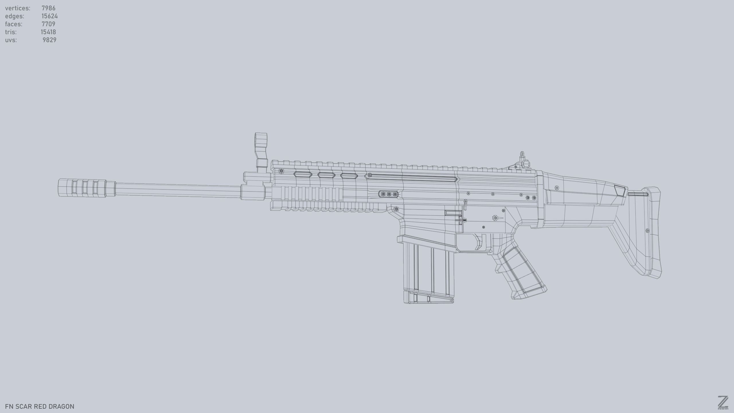 3D model FN SCAR Red Dragon VR / AR / low-poly | CGTrader
