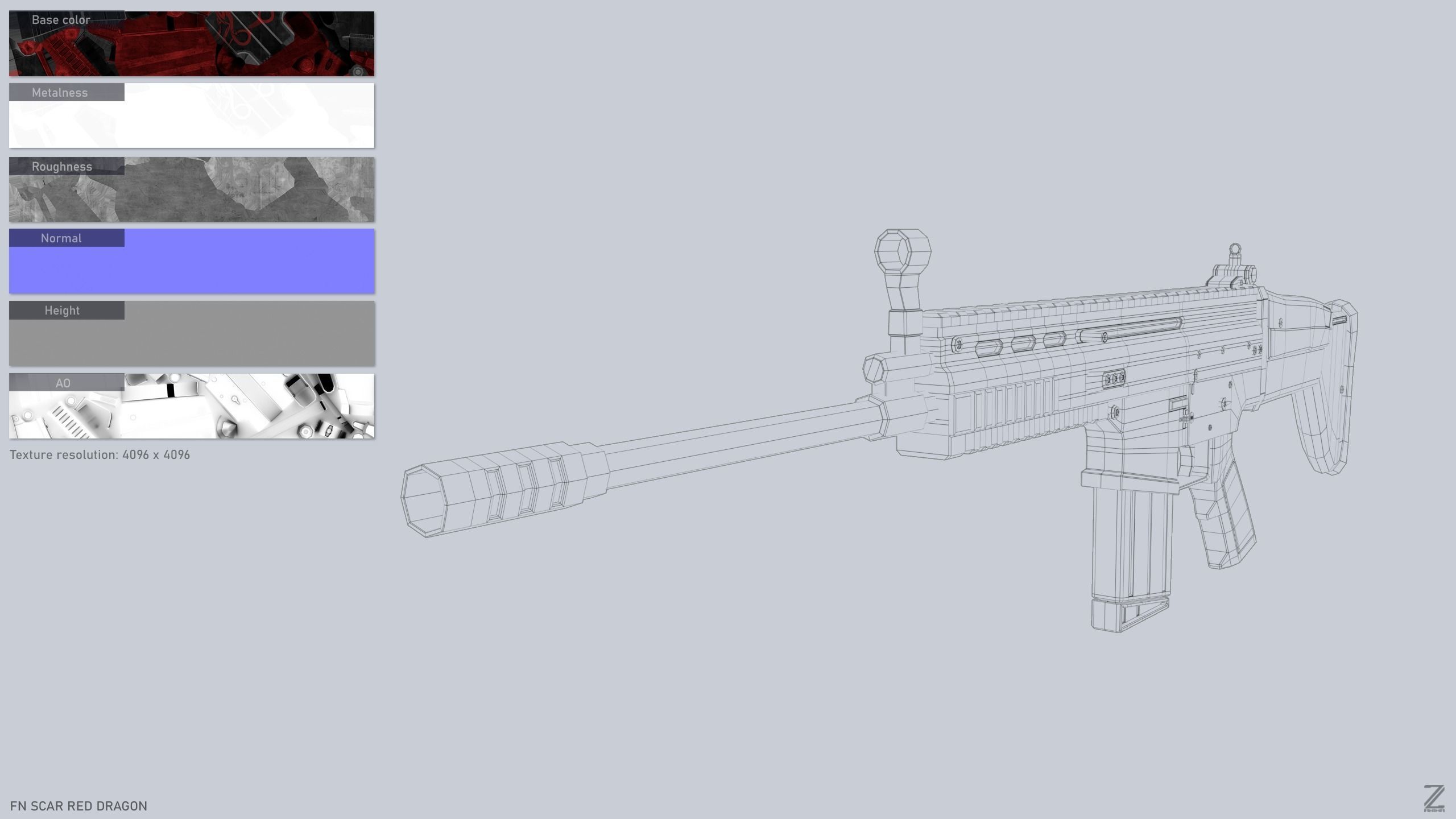 3D model FN SCAR Red Dragon VR / AR / low-poly | CGTrader