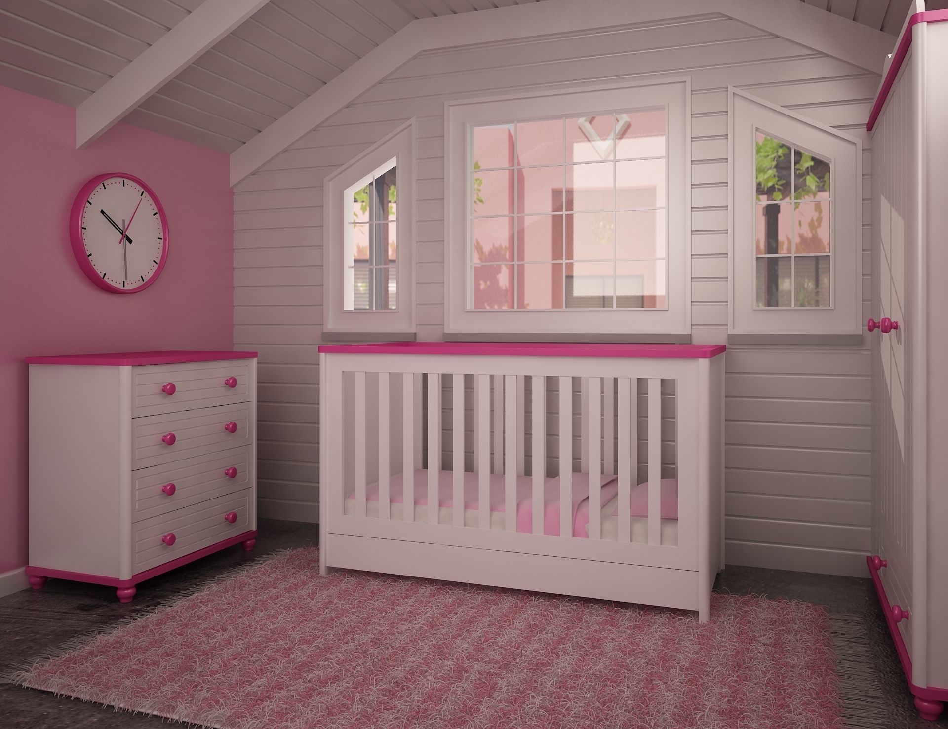 3D model MOTHER BABY ROOM FURNITURE VR / AR / low-poly | CGTrader