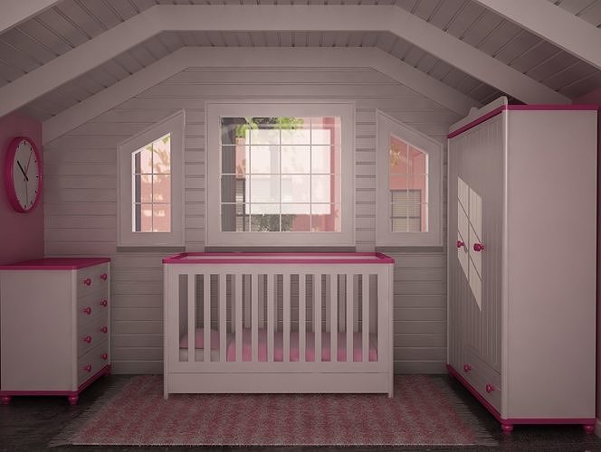 3D model MOTHER BABY ROOM FURNITURE VR / AR / low-poly | CGTrader