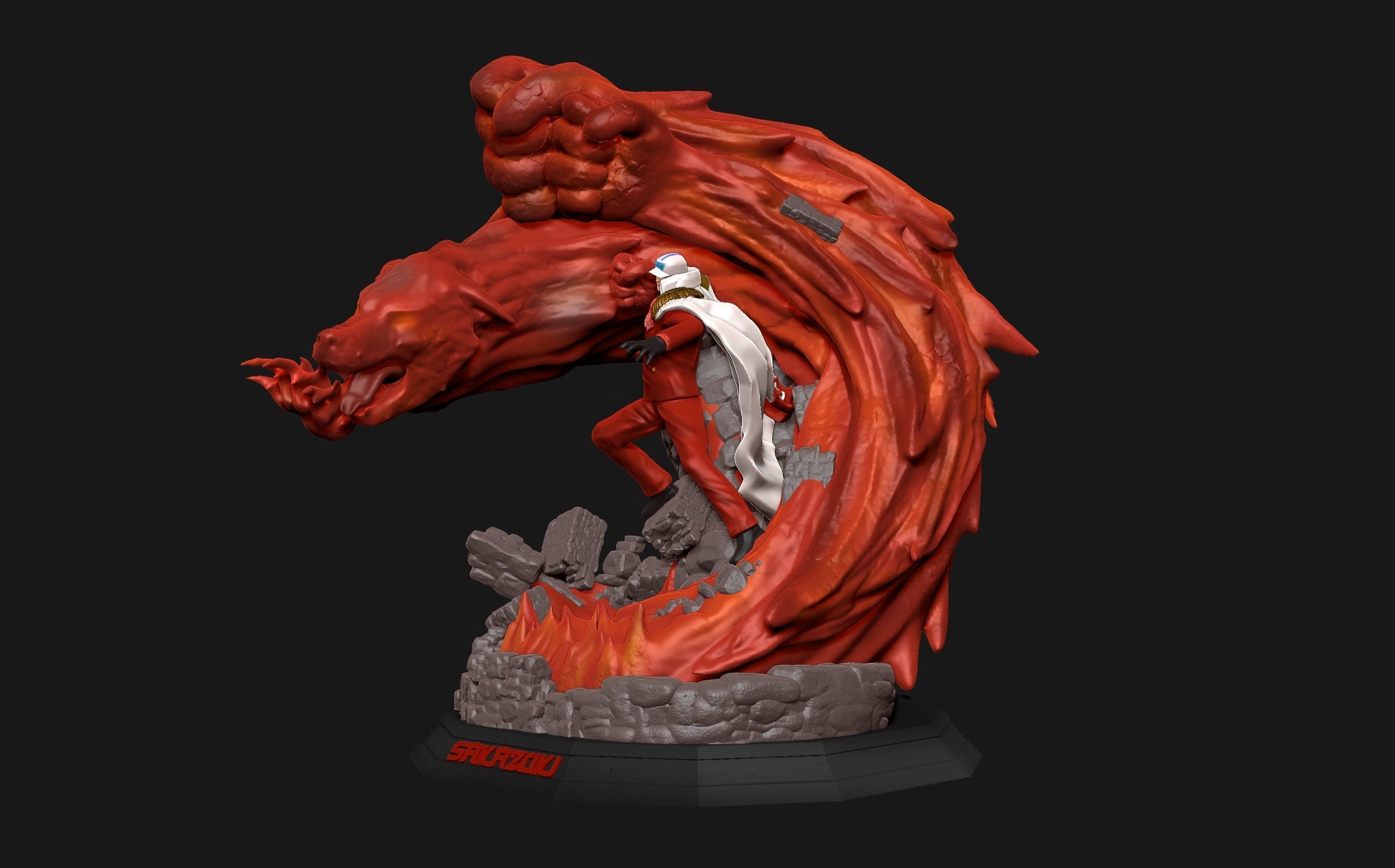 Akainu Sakazuki - One Piece - Marine Admiral 3d print statue 3D model ...