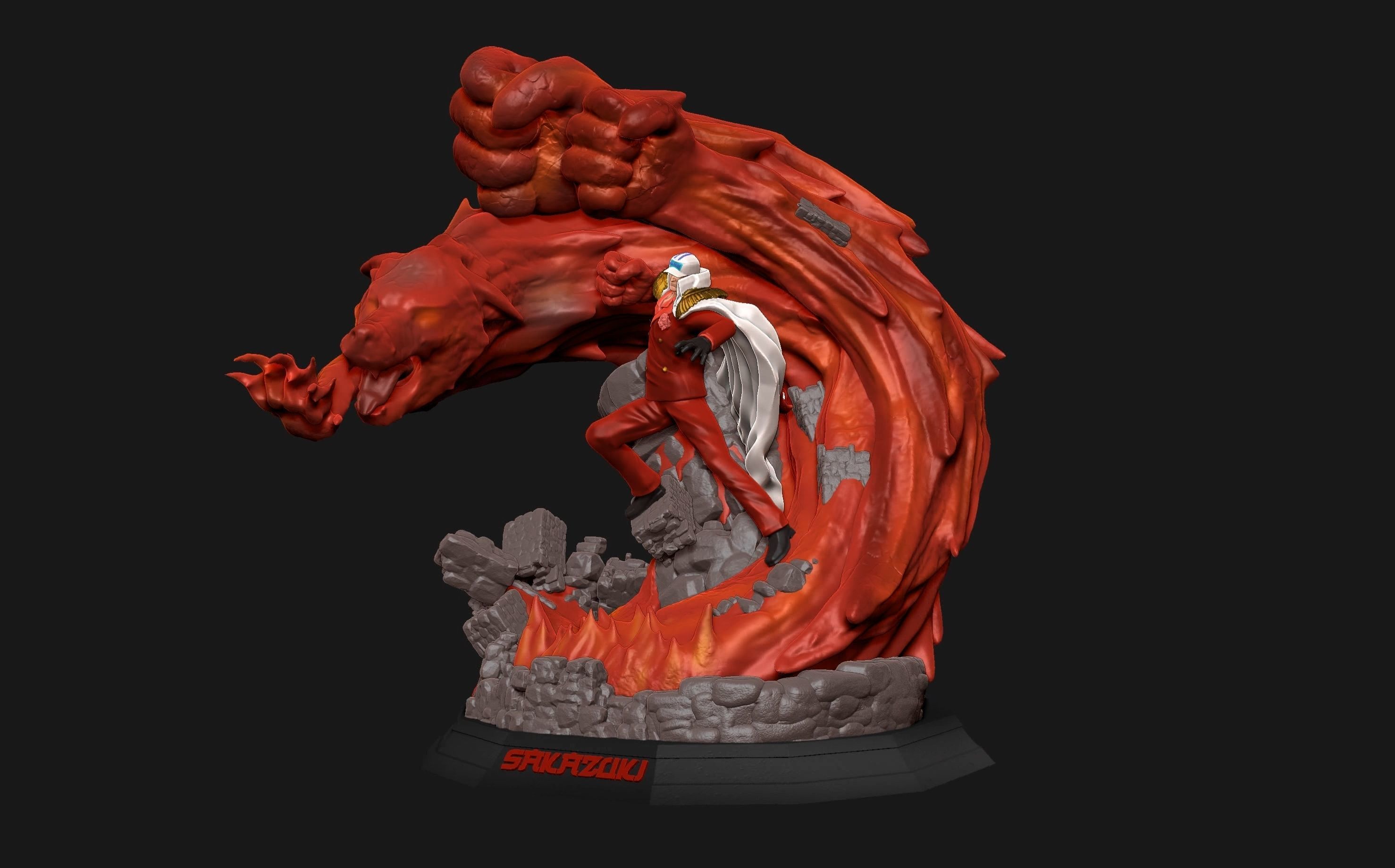 Akainu Sakazuki - One Piece - Marine Admiral 3d print statue 3D model ...