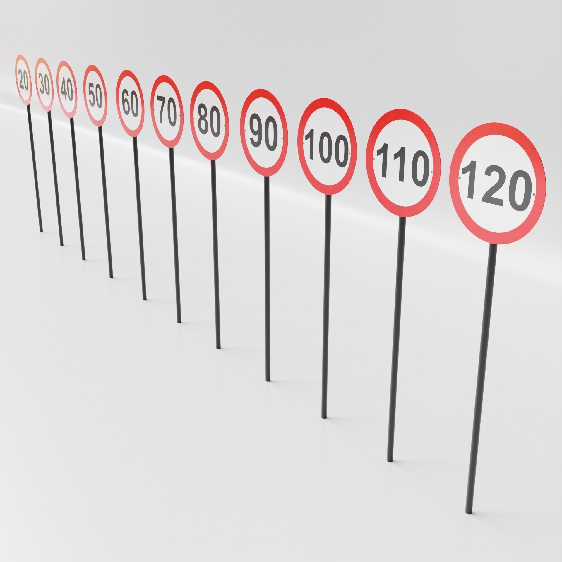 3D model Road Sign - Speed Limit Pack - Universal 004 VR / AR / low ...