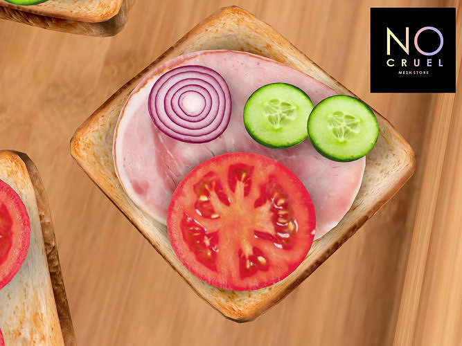 3D model Toast with ham and vegetables VR / AR / low-poly | CGTrader