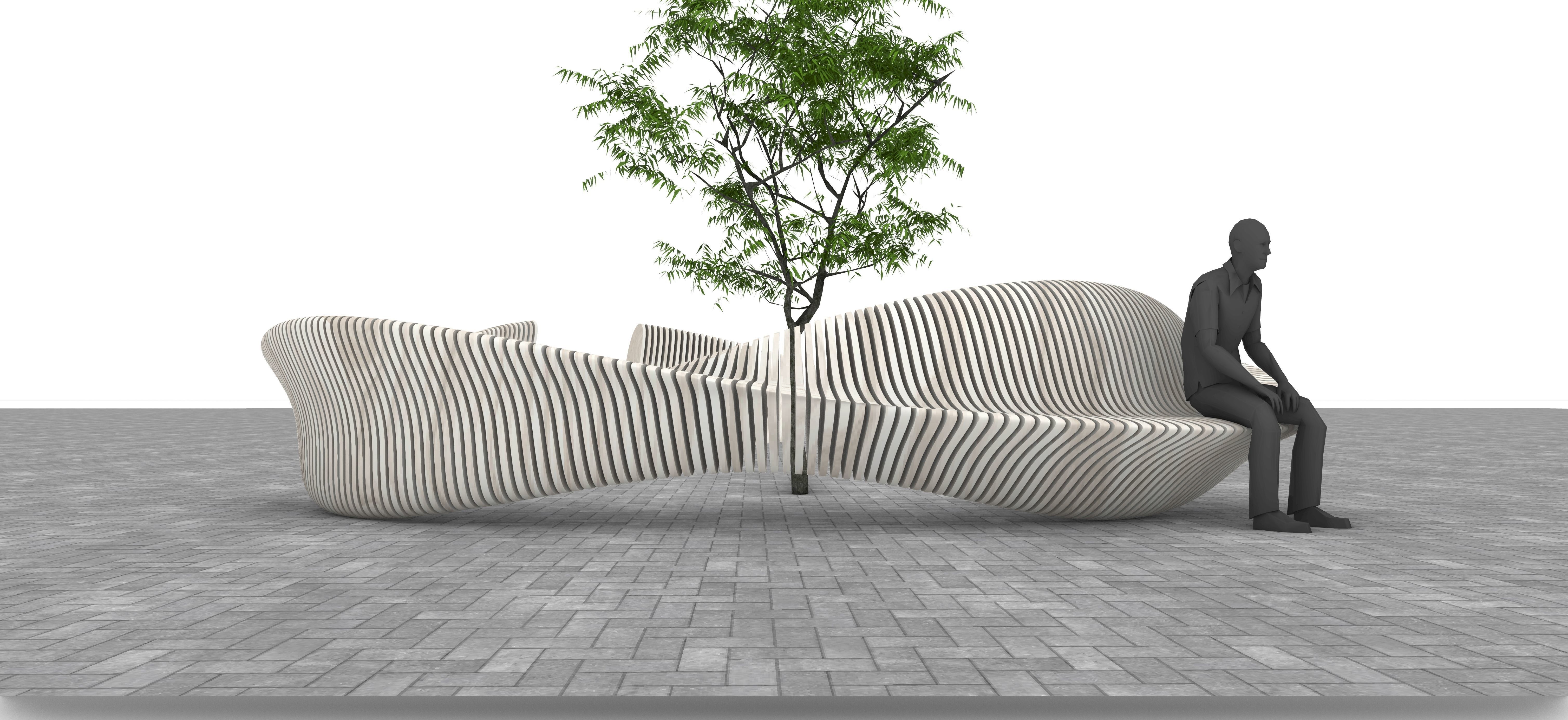 Parametric Tree Bench Seat 3D model | CGTrader