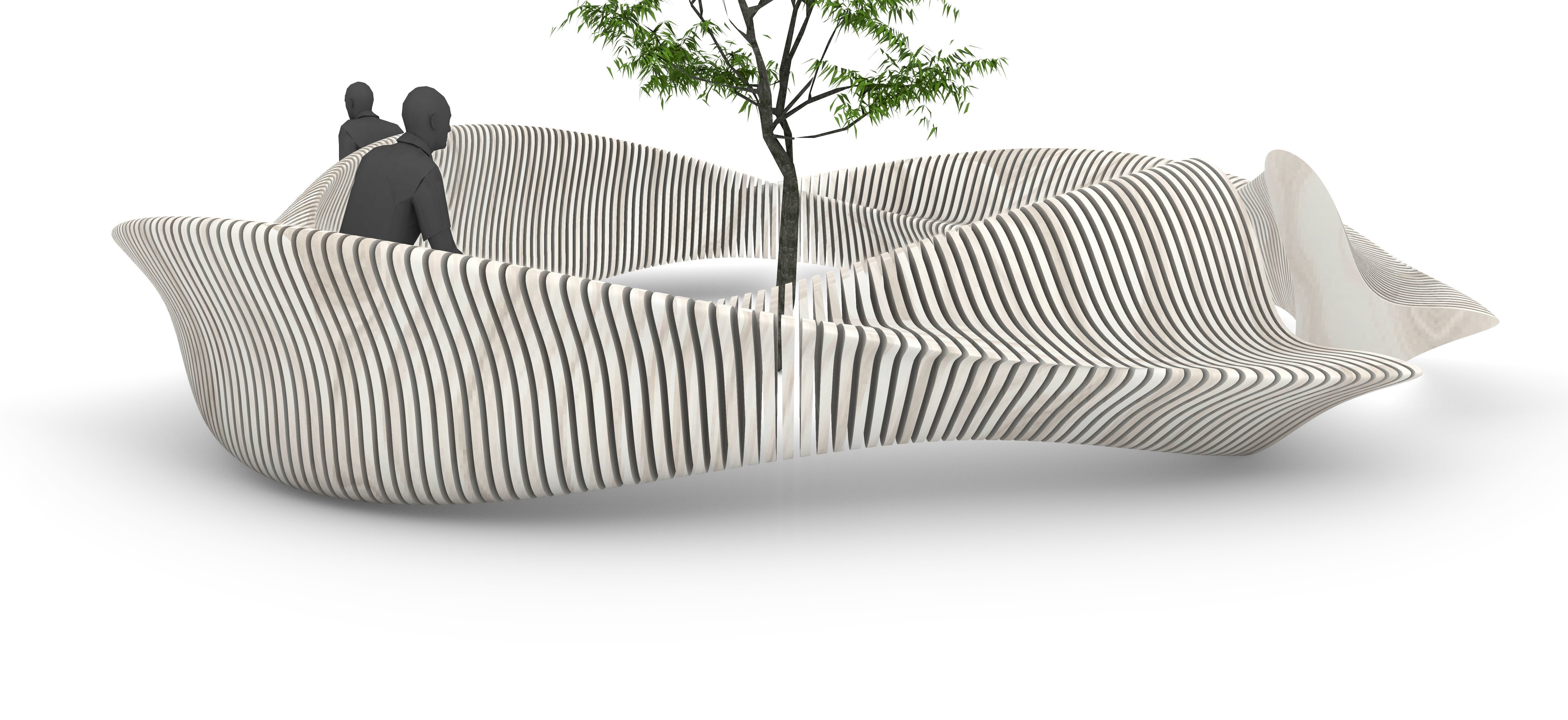 Parametric Tree Bench Seat 3D model | CGTrader
